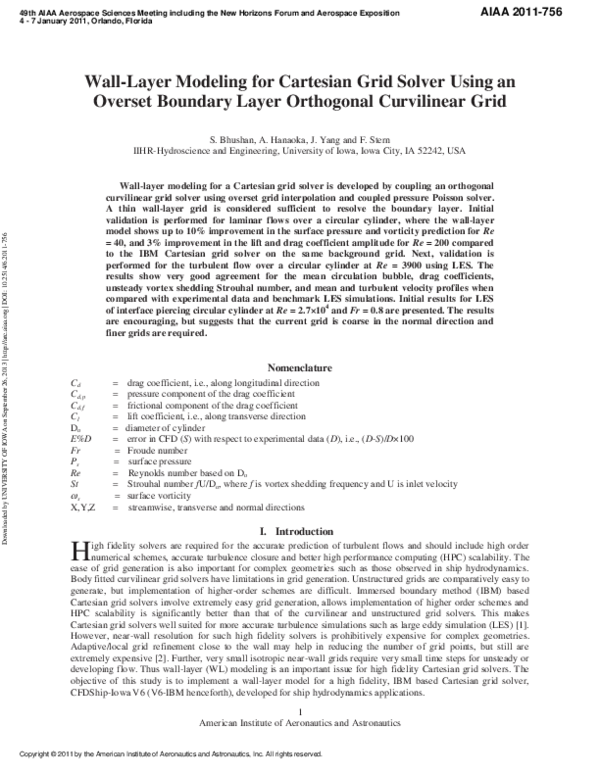 (PDF) Wall-Layer Modeling for Cartesian Grid Solver Using an Overset ...