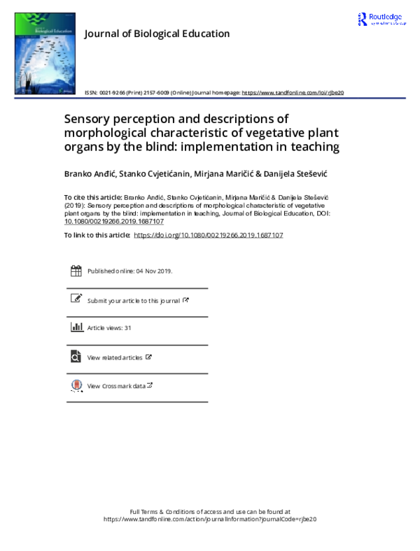 (PDF) Sensory perception and descriptions of morphological ...