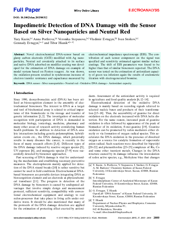 (PDF) Impedimetric Detection of DNA Damage with the Sensor Based on ...