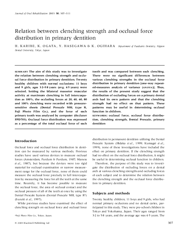 (PDF) Relation between clenching strength and occlusal force ...