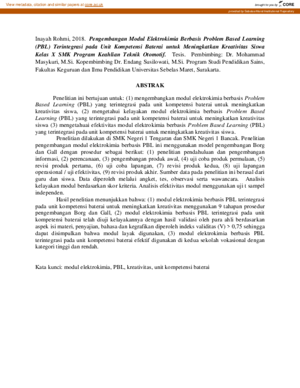 (PDF) Pengembangan Modul Elektrokimia Berbasis Problem Based Learning ...