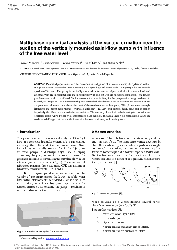(PDF) Multiphase numerical analysis of the vortex formation near the suction of the vertically ...