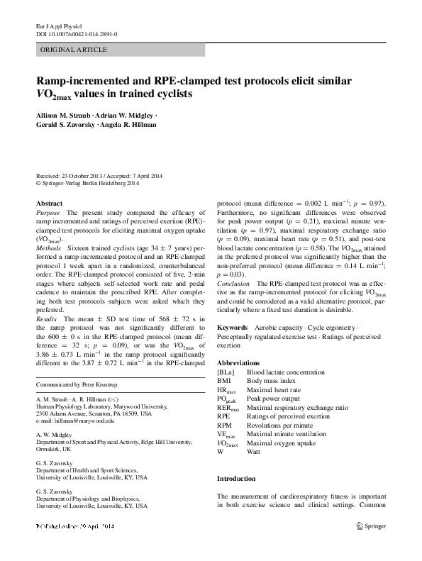 (PDF) Ramp-incremented and RPE-clamped test protocols elicit similar ...
