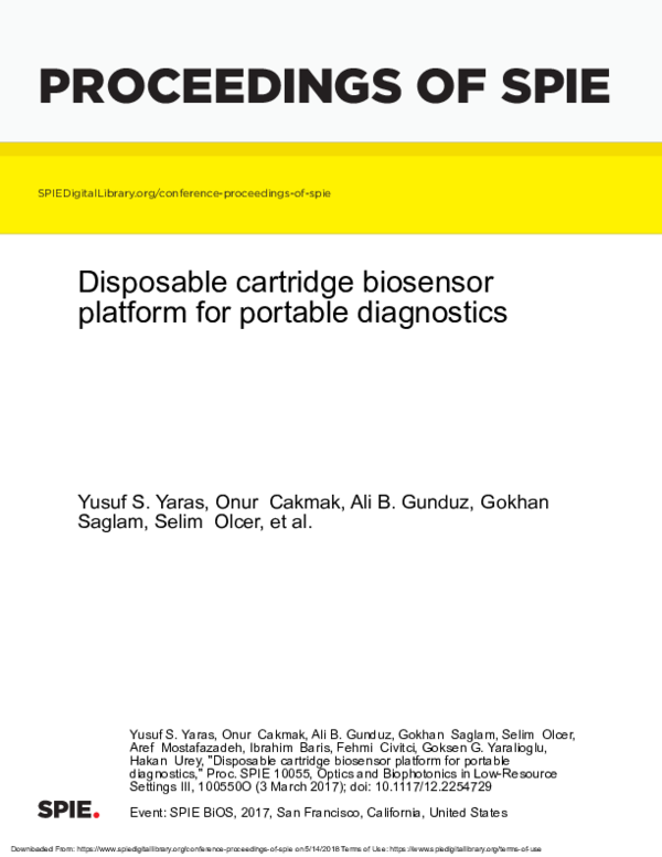 (PDF) Disposable cartridge biosensor platform for portable diagnostics