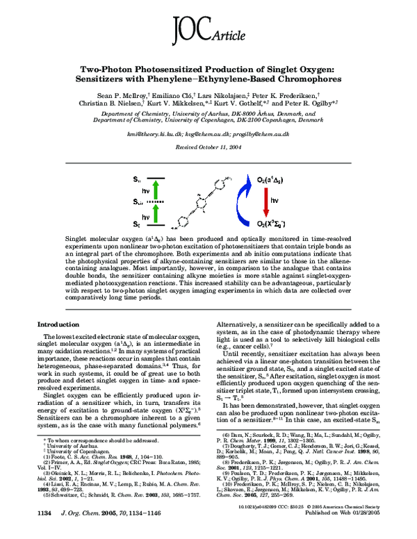 (PDF) Two-Photon Photosensitized Production of Singlet Oxygen
