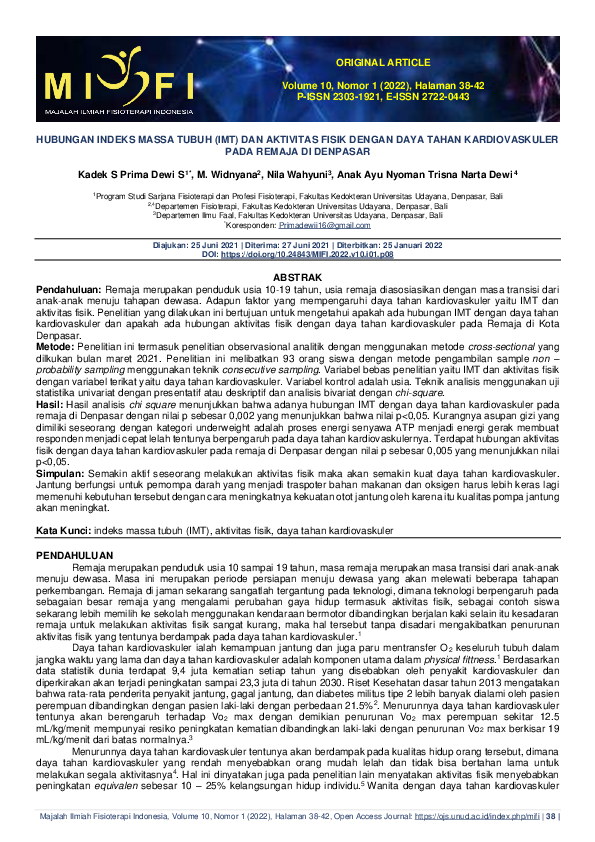 (PDF) Hubungan Indeks Massa Tubuh (Imt) Dan Aktivitas Fisik Dengan Daya ...