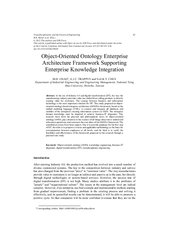 (PDF) Object-Oriented Ontology Enterprise Architecture Framework Supporting Enterprise Knowledge ...