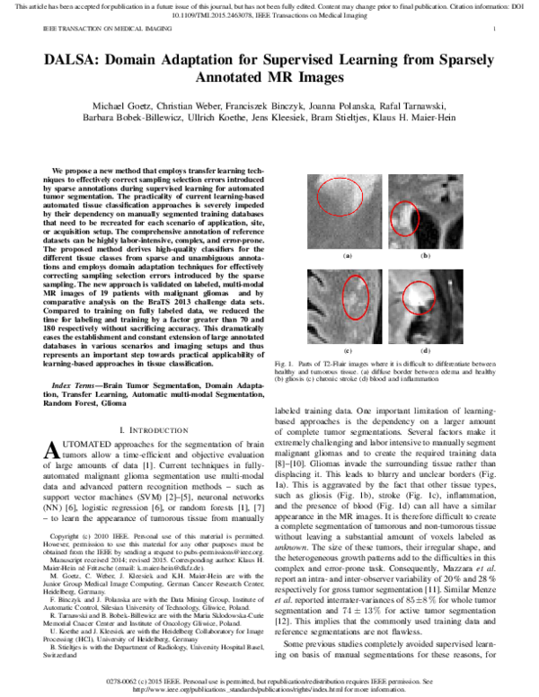 Pdf Dalsa Domain Adaptation For Supervised Learning From Sparsely Annotated Mr Images