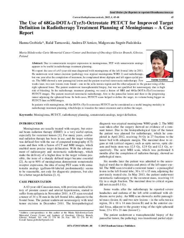 (PDF) The Use of 68Ga-DOTA-(Tyr3)-Octreotate PET/CT for Improved Target ...