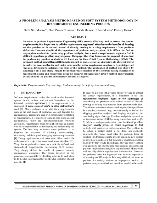 (PDF) Soft System Methodology in Requirements Analysis