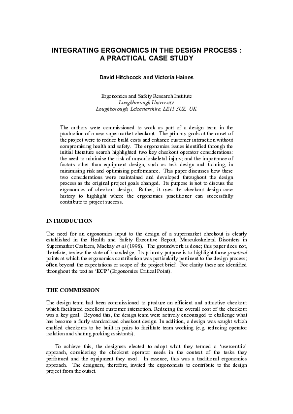 (DOC) Integrating Ergonomics in the Design Process: A Practical Case Study