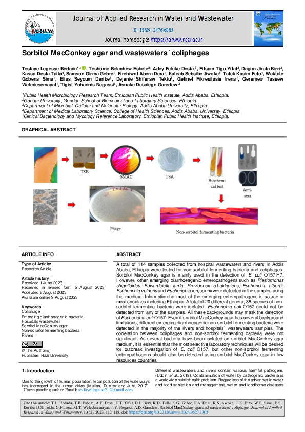 (PDF) Sorbitol MacConkey agar and wastewaters` coliphages