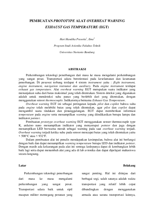 (PDF) Pembuatan Prototype Alat Overheat Warning Exhaust Gas Temperature ...