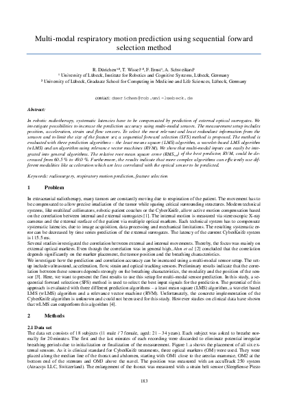 Pdf Multi Modal Respiratory Motion Prediction Using Sequential
