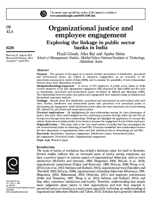 (PDF) Organizational justice and employee engagement