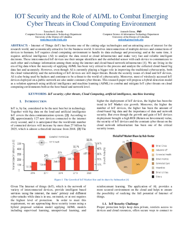 (PDF) Iot Security and the Role of Ai/ML to Combat Emerging Cyber Threats in Cloud Computing ...