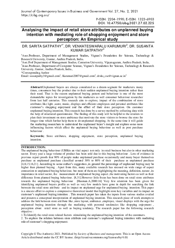 (PDF) Analysing the impact of retail store attributes on unplanned ...