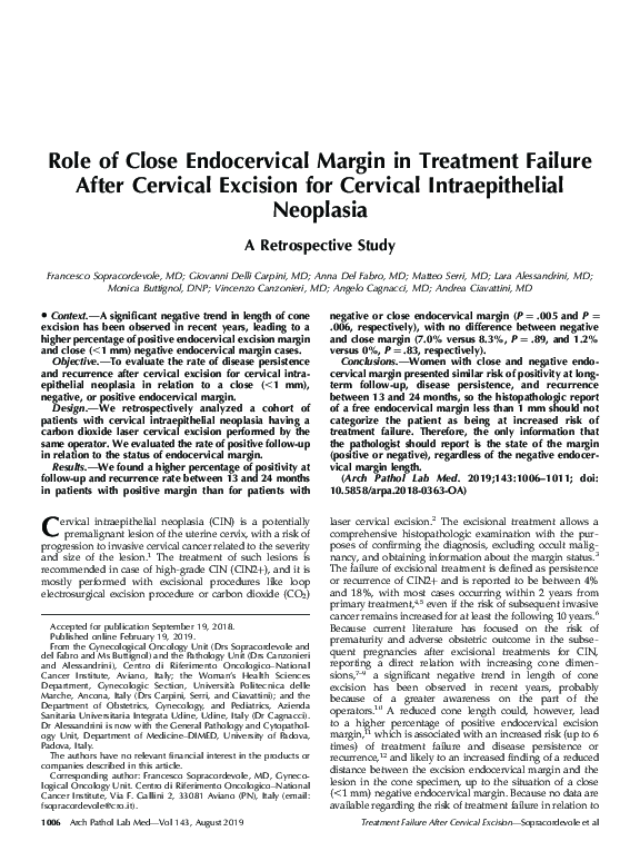 (PDF) Role of Close Endocervical Margin in Treatment Failure After ...