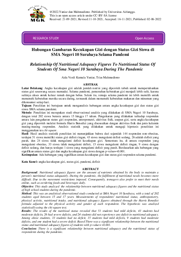 (PDF) Hubungan Gambaran Kecukupan Gizi dengan Status Gizi Siswa di SMA ...