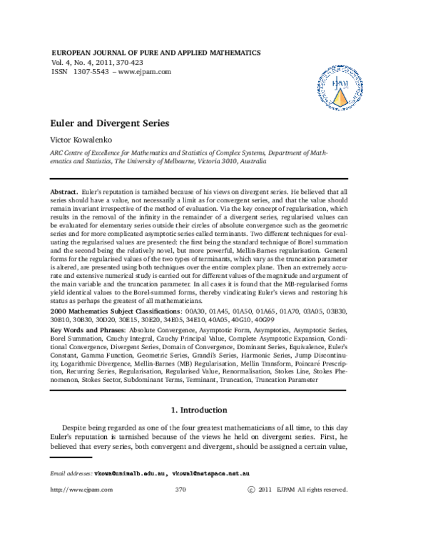 (PDF) Euler and Divergent Series