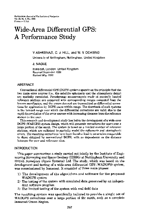 (PDF) Wide-Area Differential GPS: A Performance Study