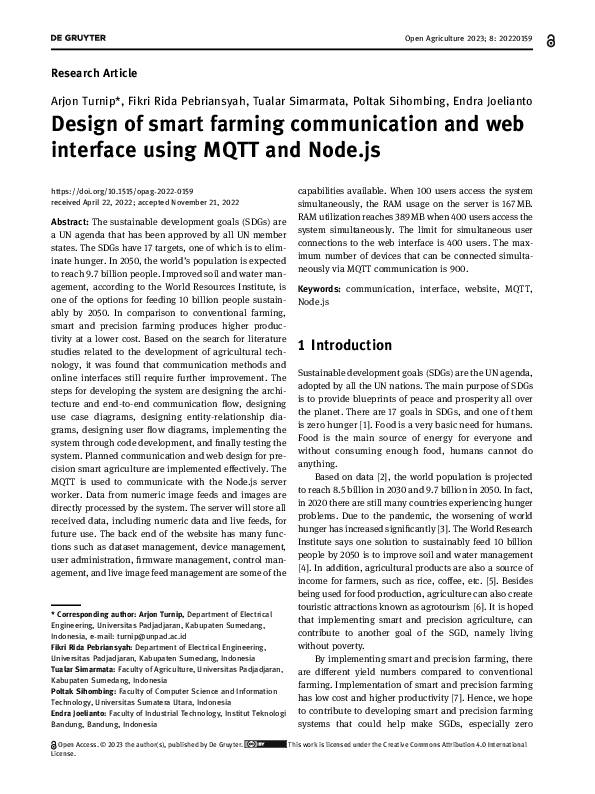 (PDF) Design of smart farming communication and web interface using ...