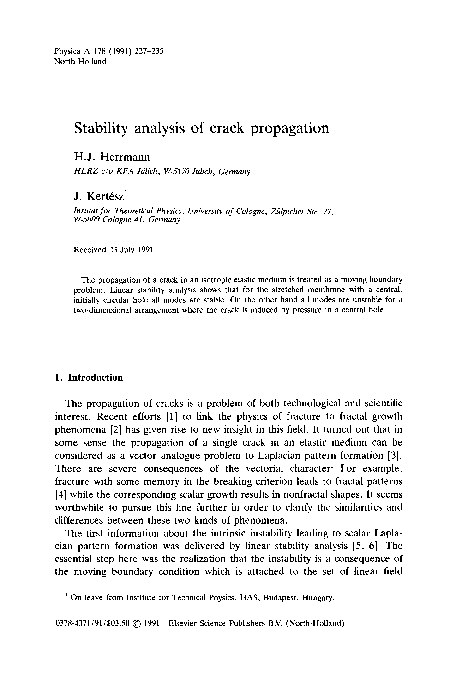 (PDF) Stability analysis of crack propagation