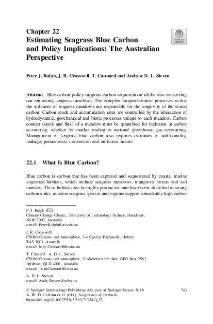 (PDF) Estimating Seagrass Blue Carbon and Policy Implications: The Australian Perspective