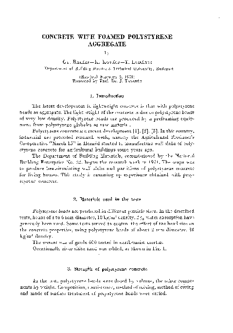 (PDF) Concrete with Foamed Polystyrene Aggregate