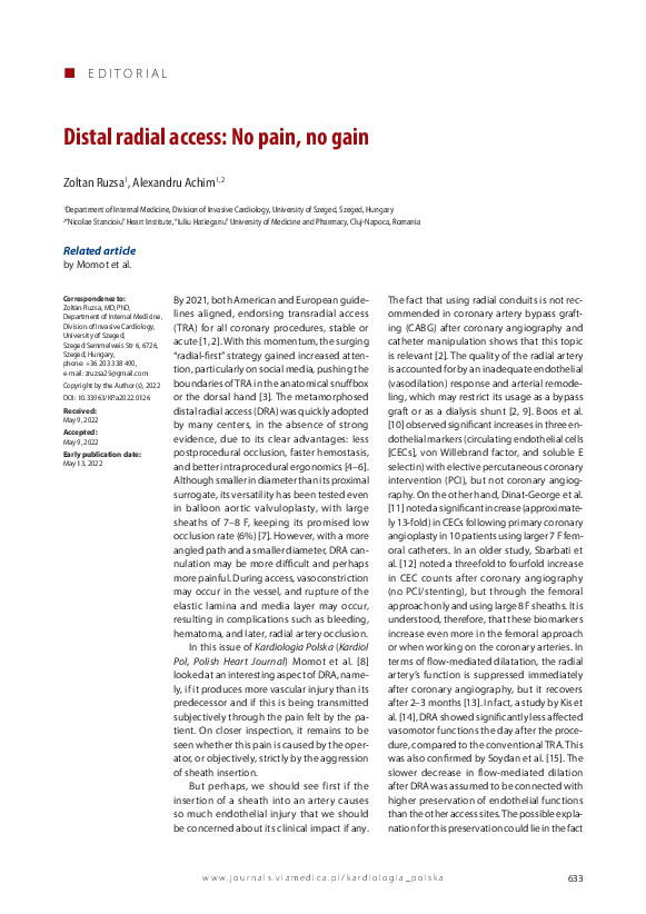 (PDF) Distal radial access: No pain, no gain