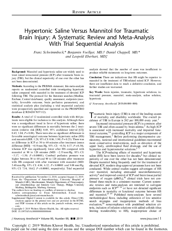 (PDF) Hypertonic Saline Versus Mannitol for Traumatic Brain Injury: A Systematic Review and Meta ...