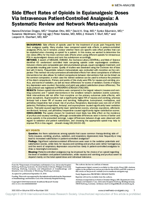 (PDF) Side Effect Rates of Opioids in Equianalgesic Doses via ...