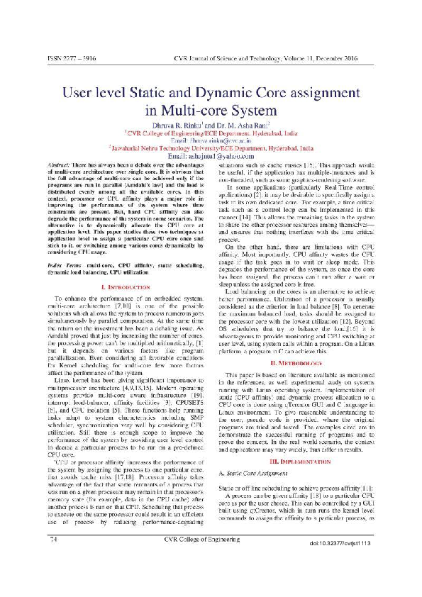 (PDF) User level Static and Dynamic Core assignment in Multicore System