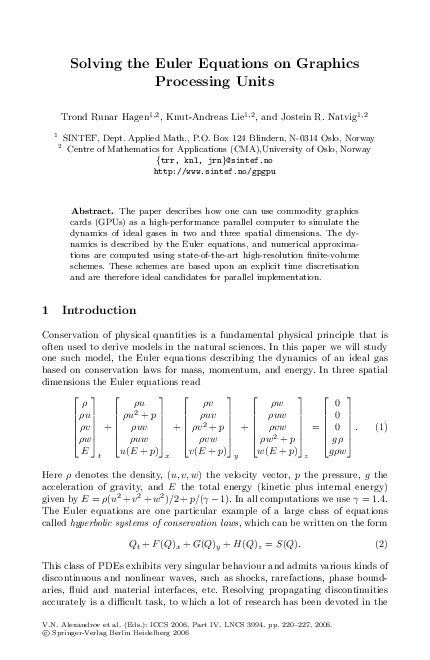 (PDF) Solving the Euler Equations on Graphics Processing Units | Knut-Andreas Lie - Academia.edu