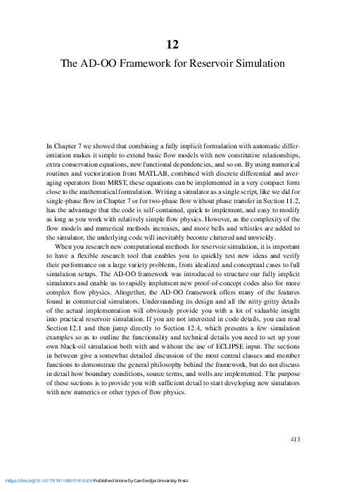 (PDF) The AD-OO Framework for Reservoir Simulation