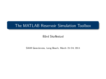 (PDF) The MATLAB Reservoir Simulation Toolbox