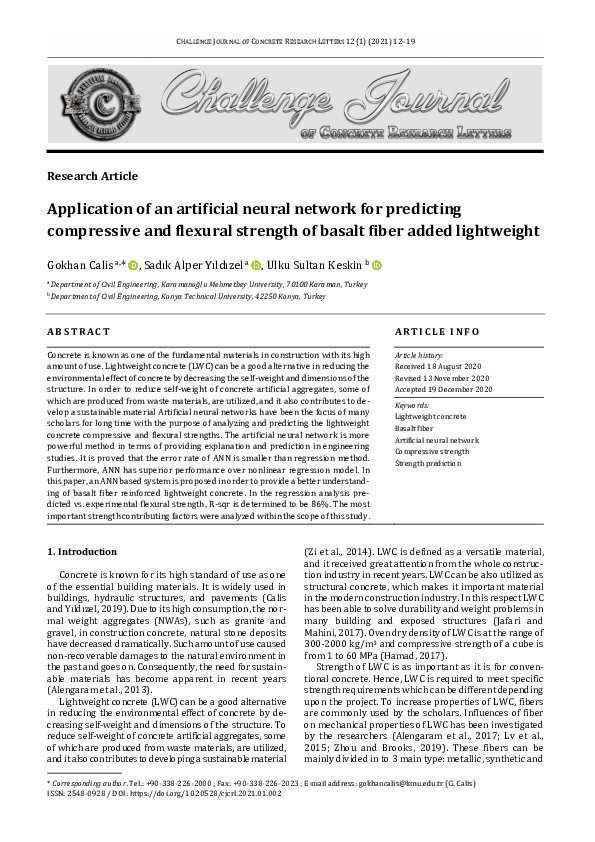 Pdf Application Of An Artificial Neural Network For Predicting Compressive And Flexural