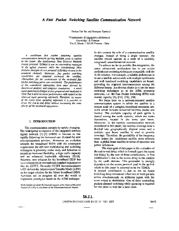 (PDF) A fast packet switching satellite communication network