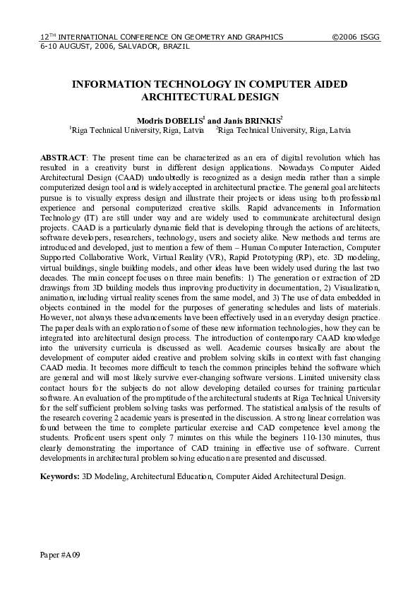 (PDF) Information Technology in Computer Aided Architectural Design