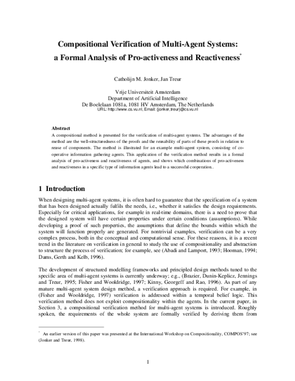 (PDF) Compositional Verification of Multi-Agent Systems: A Formal Analysis of Pro-Activeness and ...