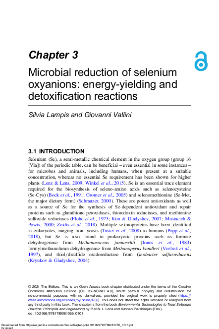 (PDF) Microbial reduction of selenium oxyanions: energy-yielding and ...