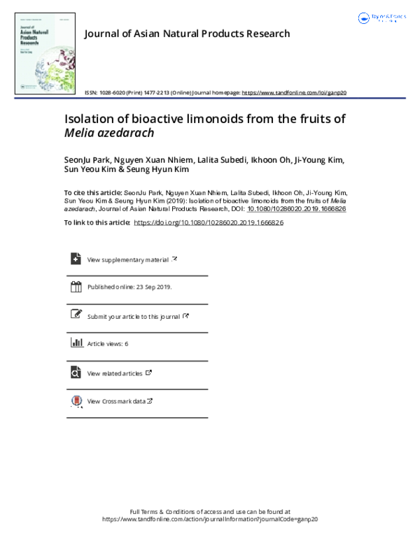 (PDF) Isolation of bioactive limonoids from the fruits of Melia azedarach