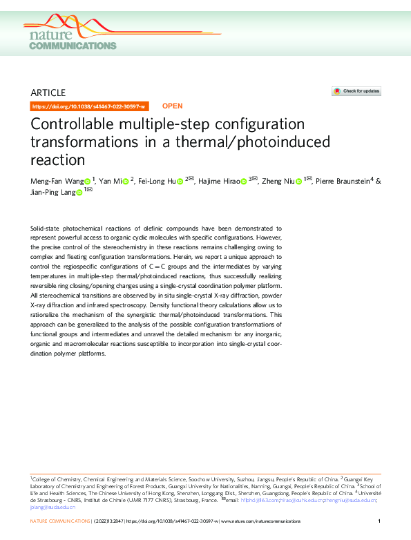 (PDF) Controllable multiple-step configuration transformations in a thermal/photoinduced reaction