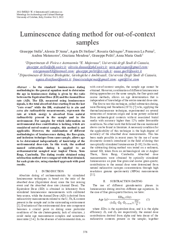 (PDF) Luminescence dating method for out-of-context samples