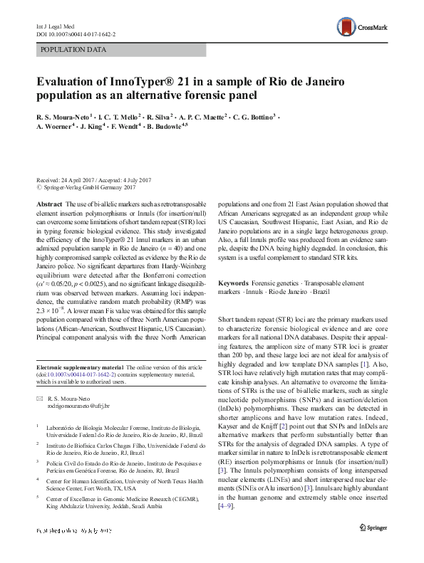 (PDF) Evaluation of InnoTyper® 21 in a sample of Rio de Janeiro ...