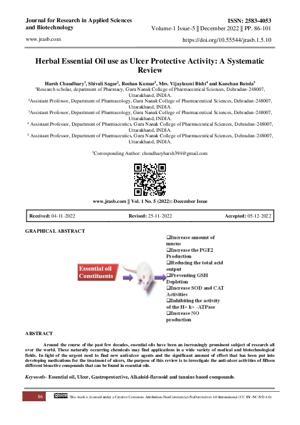 (PDF) Herbal Essential Oil use as Ulcer Protective Activity: A ...