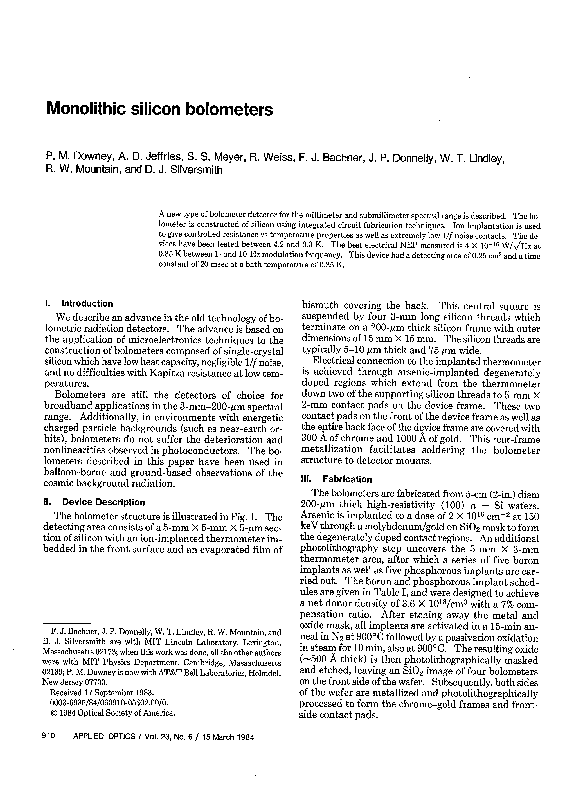 (PDF) Monolithic silicon bolometers