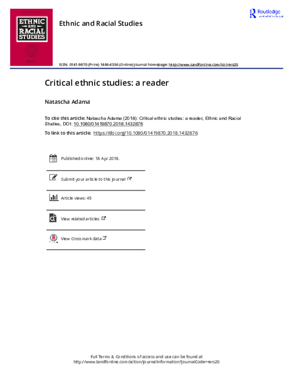 (PDF) Critical ethnic studies: a reader
