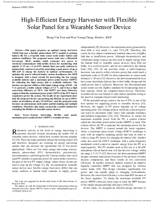 (PDF) High-Efficient Energy Harvester With Flexible Solar Panel for a ...