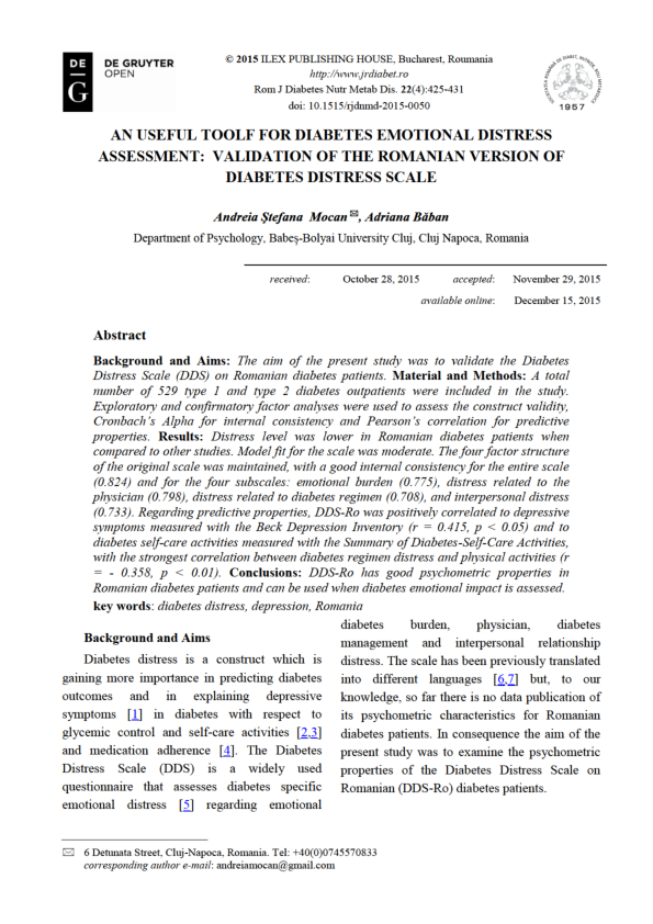 (PDF) An Useful Toolf for Diabetes Emotional Distress Assessment ...
